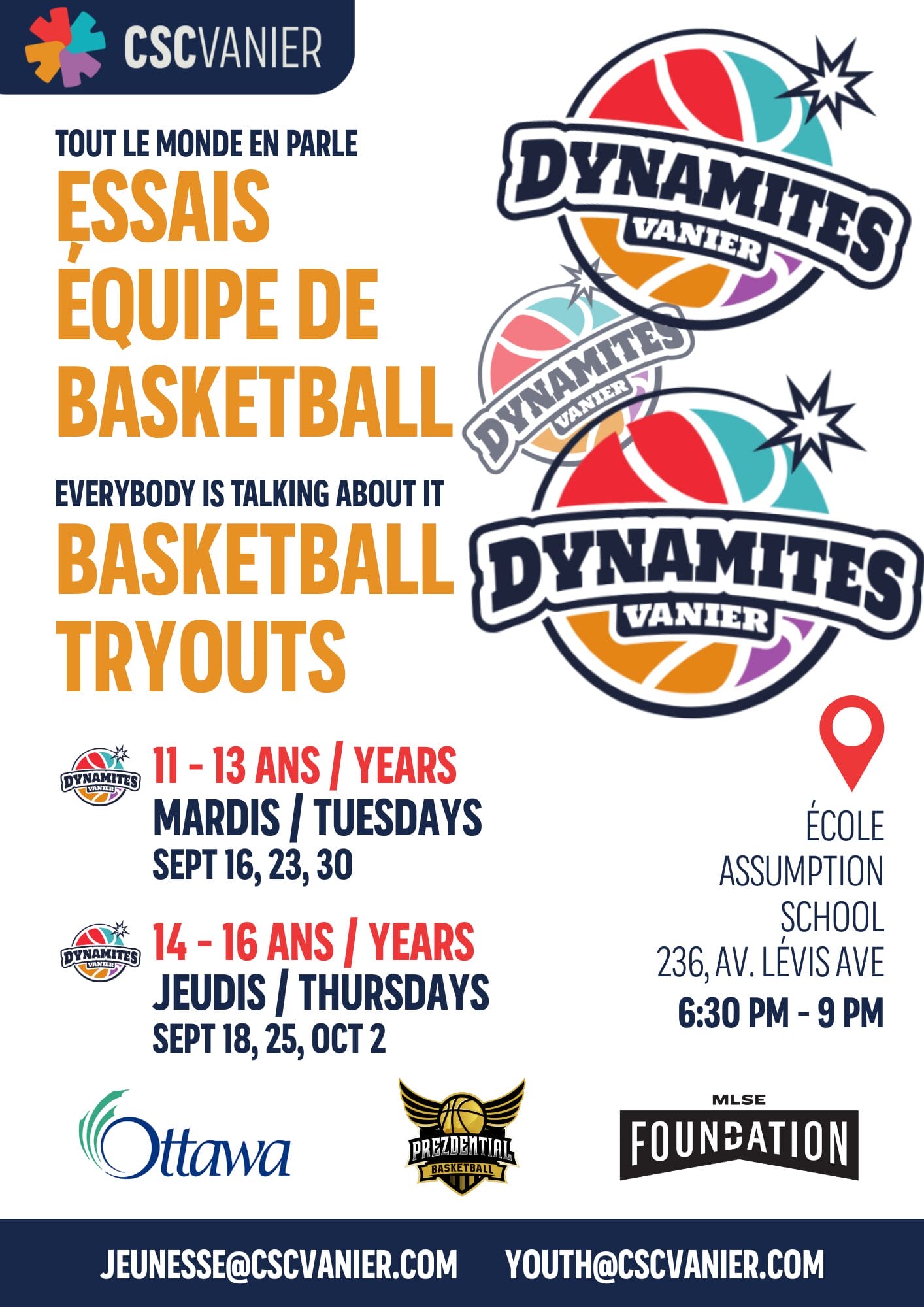 Essais pour l'équipe de basketball Les Dynamites (11-13 ans) - CSC ...